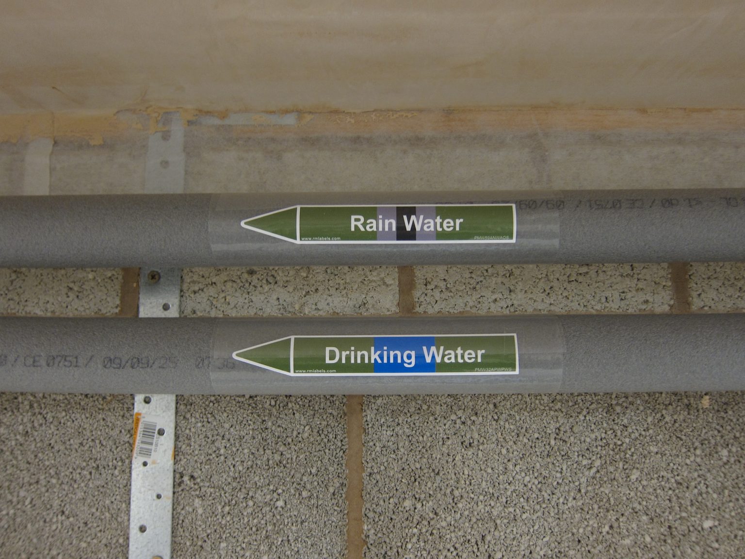 Rainwater Pipework Labelling | Marsh Flatts Farm Self Build Diary